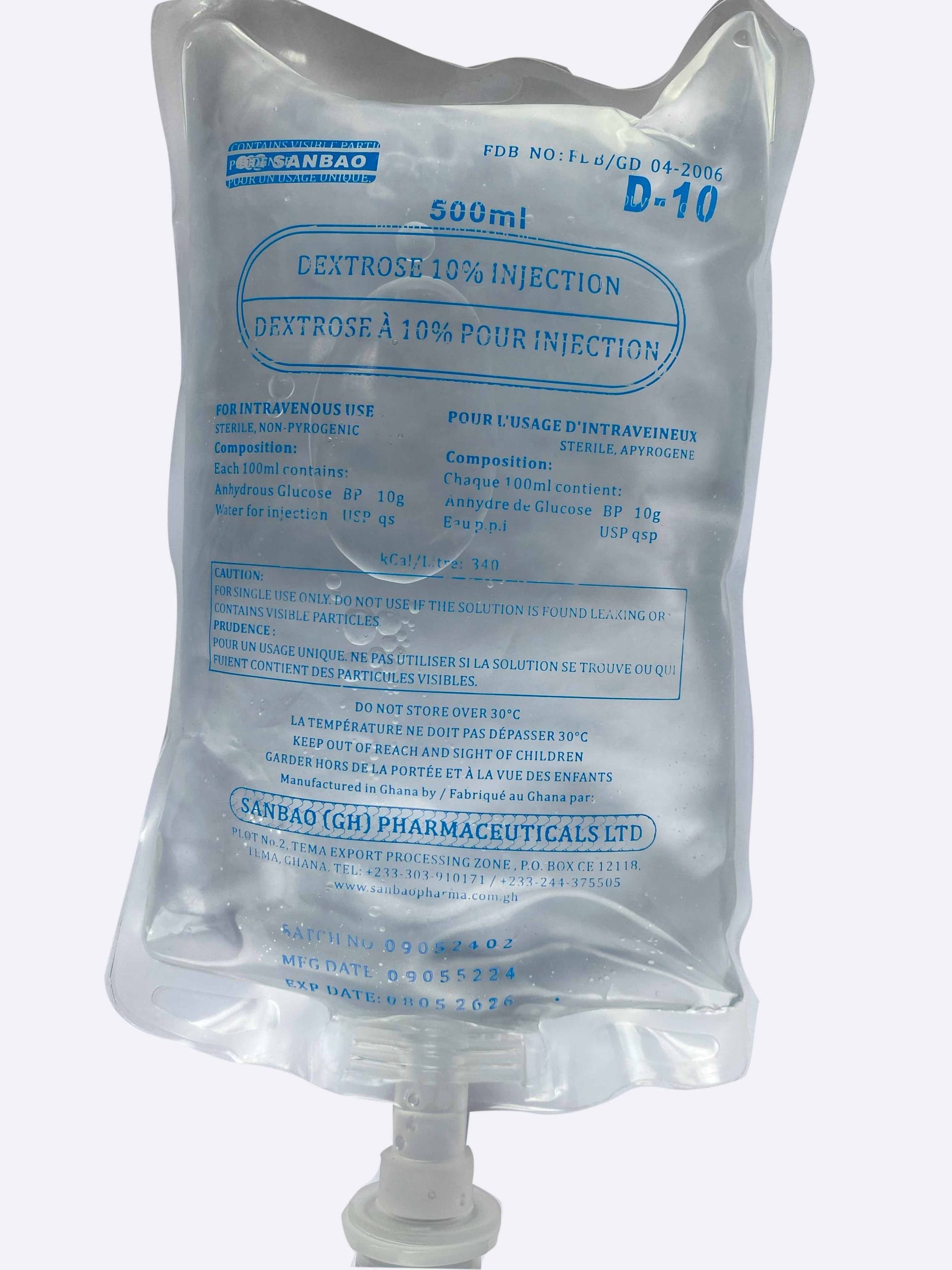 Dextrose 10 250ml and 500ml - Sanbao (GH) Pharmaceuticals Limited